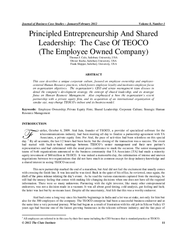 (PDF) Principled Entrepreneurship And Shared Leadership: The Case Of ...