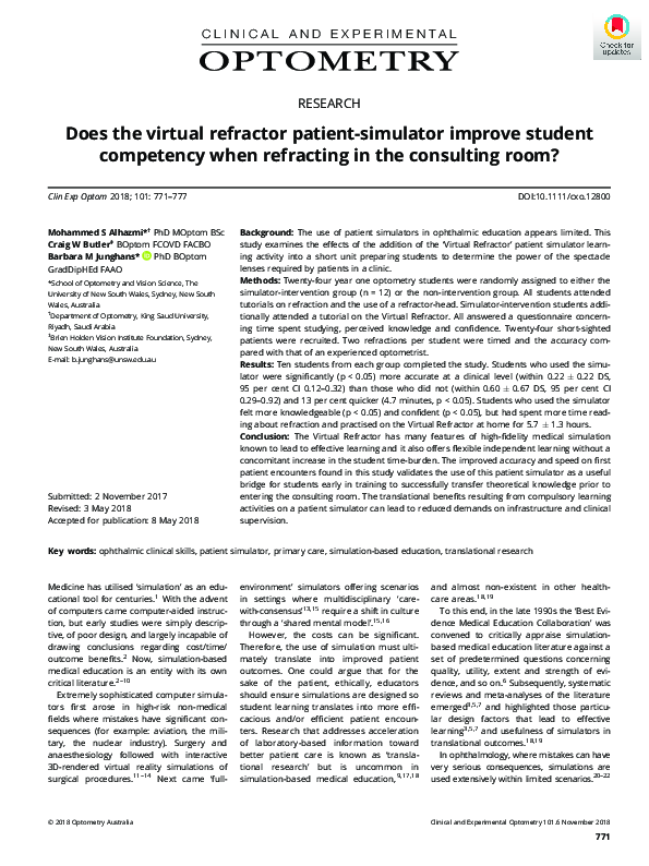 (PDF) Does the virtual refractor patient-simulator improve student competency when refracting in ...