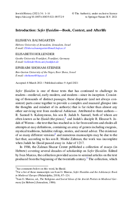 (PDF) Elisheva Baumgarten, Elisabeth Hollender, Ephraim Shoham-Steiner ...