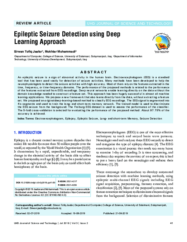 (PDF) Epileptic Seizure Detection using Deep Learning Approach