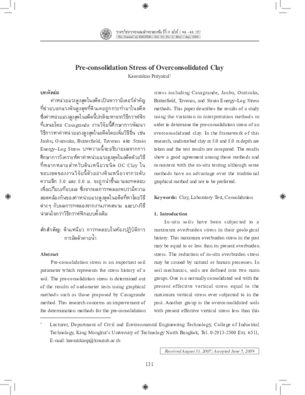 (PDF) Preconsolidation Stress of Overconsolidated Clay