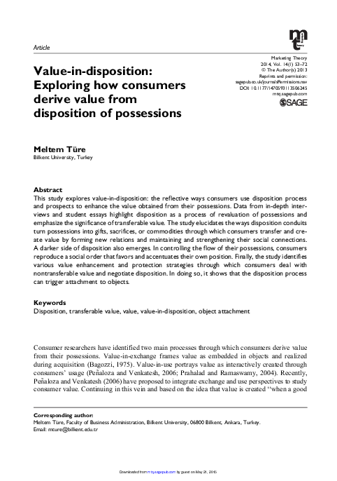 (PDF) Value-in-disposition: Exploring how consumers derive value from ...