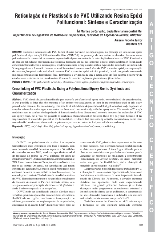 (PDF) Reticulação de plastissóis de PVC utilizando resina epóxi ...
