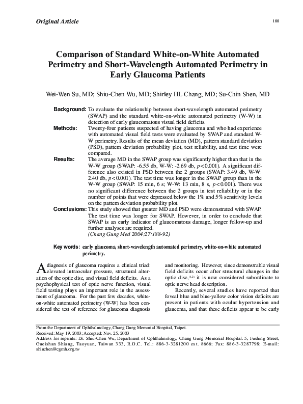 (PDF) Comparison of standard white-on-white automated perimetry and ...