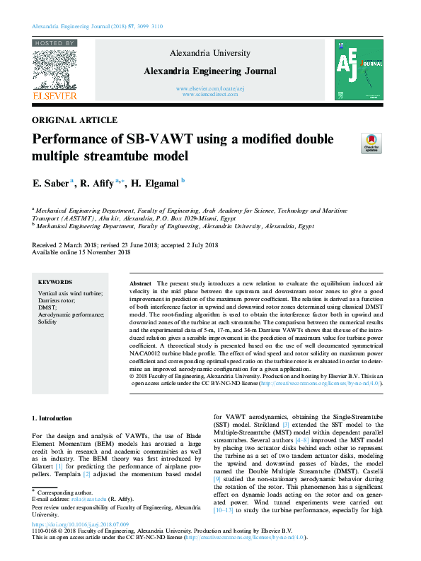 (PDF) Performance of SB-VAWT using a modified double multiple ...