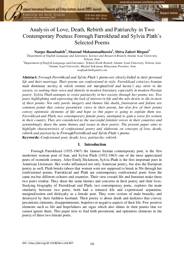 (PDF) Analysis of Love, Death, Rebirth and Patriarchy in Two ...