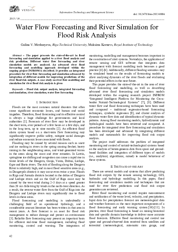 (PDF) Water Flow Forecasting and River Simulation for Flood Risk Analysis
