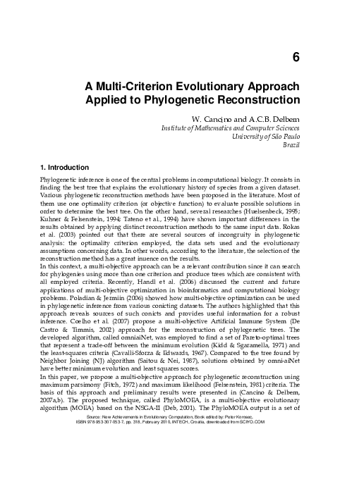 (PDF) A Multi-Criterion Evolutionary Approach Applied to Phylogenetic Reconstruction