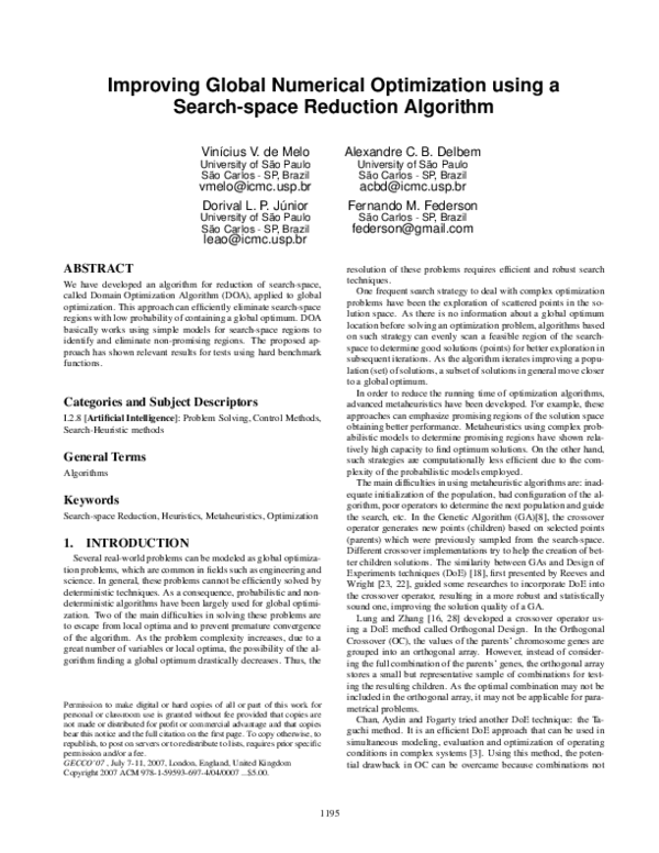(PDF) Improving global numerical optimization using a search-space reduction algorithm