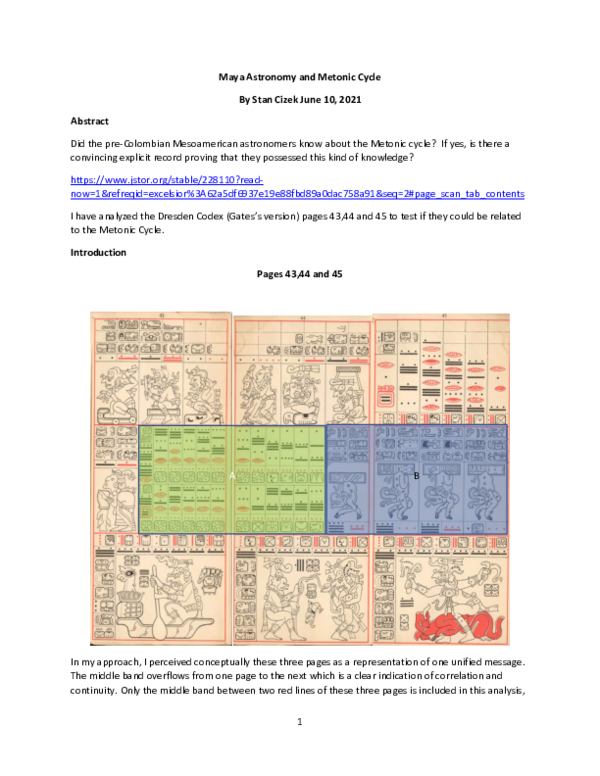 (PDF) Maya Astronomy and Metonic Cycle