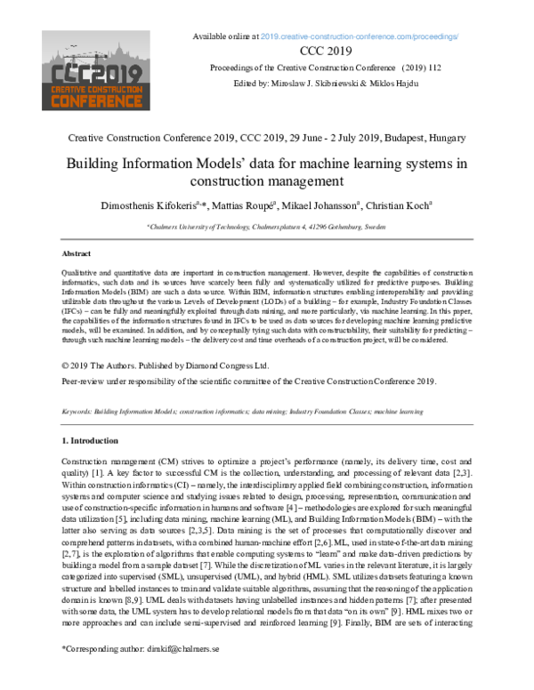 (PDF) Building Information Models’ data for machine learning systems in ...