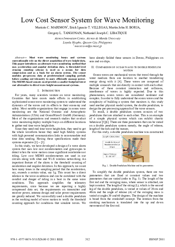 (PDF) Low cost sensor system for wave monitoring