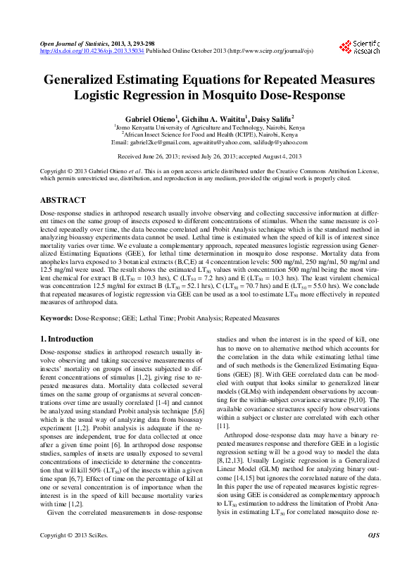 (PDF) Generalized Estimating Equations for Repeated Measures Logistic ...