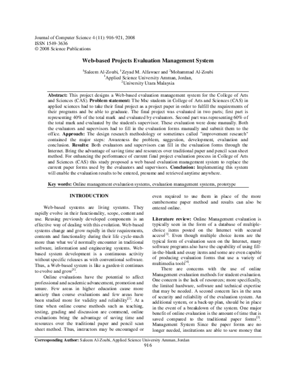 (PDF) Web-based Projects Evaluation Management System