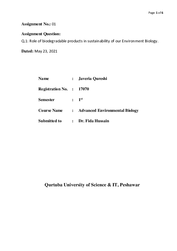 (PDF) Advance Environment Biology Assignment