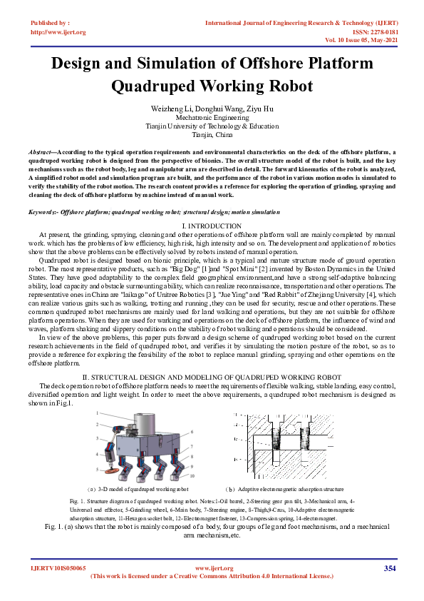 (PDF) IJERT-Design and Simulation of Offshore Platform Quadruped Working Robot