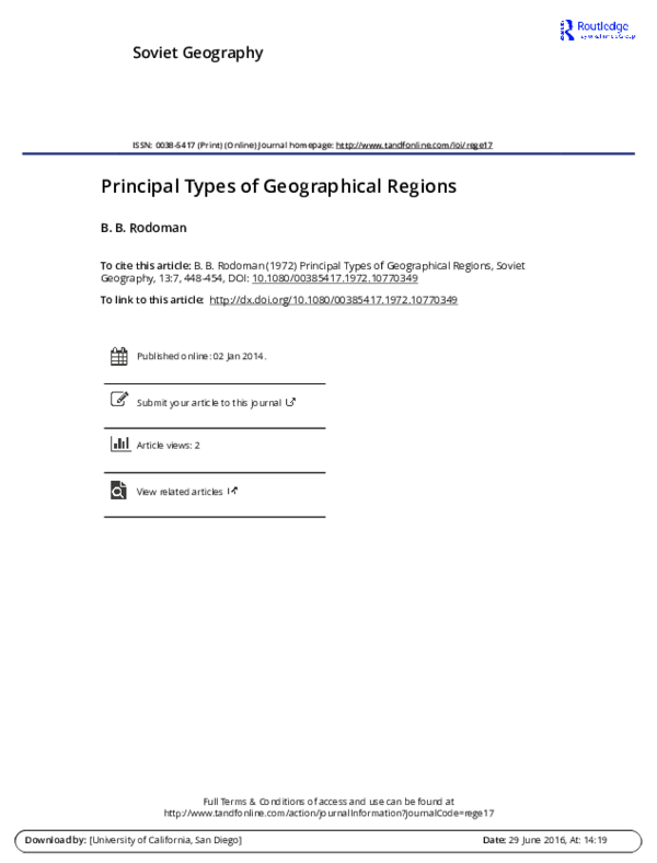 (PDF) Principal Types of Geographical Regions