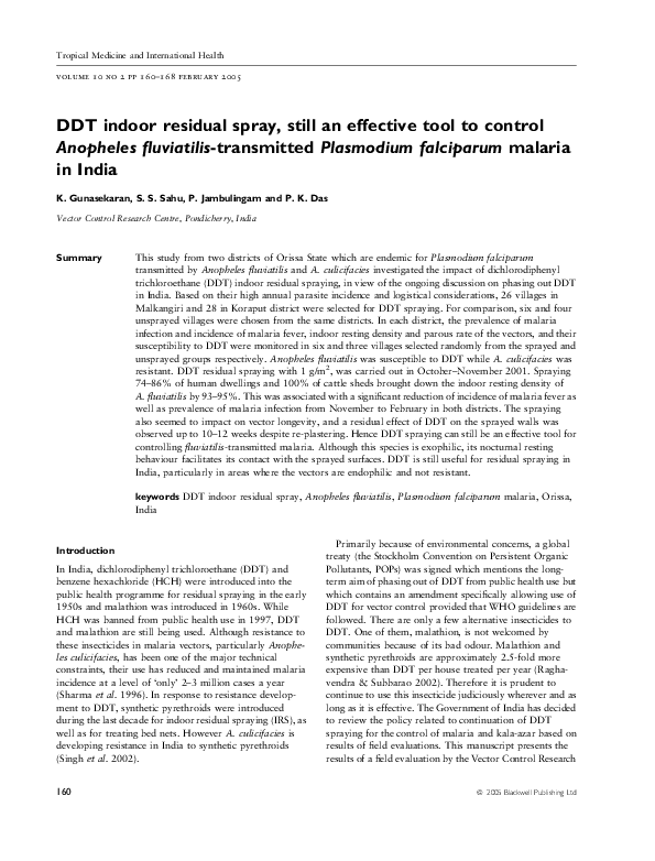 (PDF) DDT indoor residual spray, still an effective tool to control ...