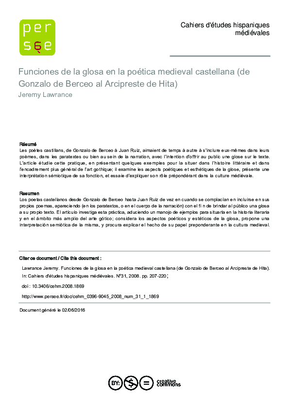 (PDF) Funciones de la glosa en la poética medieval castellana (de ...
