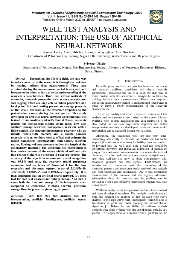 (PDF) Well Test Analysis and Interpretation: The Use of Artificial ...