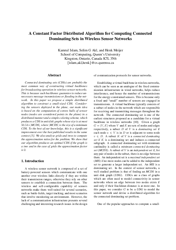 A Constant Factor Localized Algorithm For Computing Connected Dominating Sets In Wireless Sensor