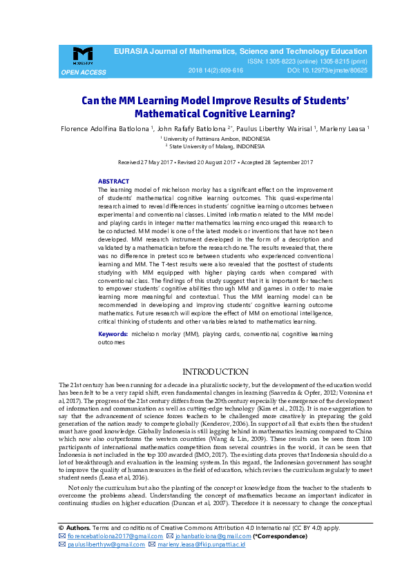(PDF) Can the MM Learning Model Improve Results of Students ...