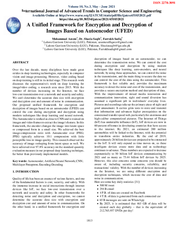 (PDF) A Unified Framework for Encryption and Decryption of Images Based ...