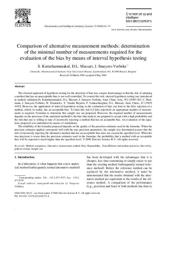 (PDF) Comparison of alternative measurement methods: determination of ...
