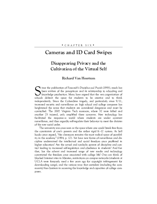 (PDF) Surveillance: From the panoptican to the synopticon on college ...