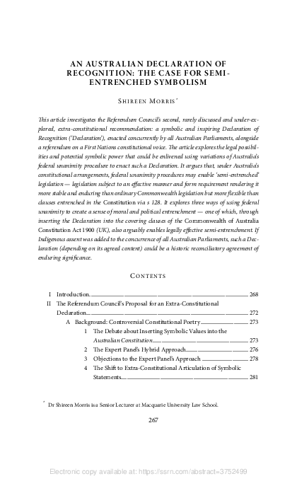 (PDF) AN AUSTRALIAN DECLARATION OF RECOGNITION: THE CASE FOR SEMI ...