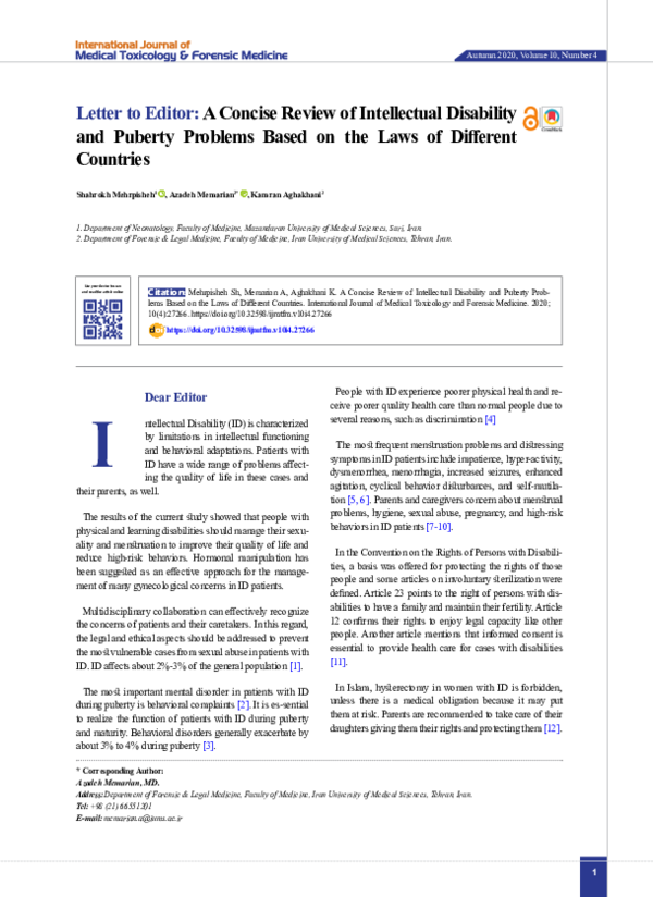 (PDF) A Concise Review of Intellectual Disability and Puberty Problems ...
