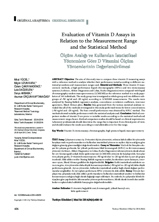 (PDF) Evaluation of Vitamin D Assays in Relation to the Measurement ...