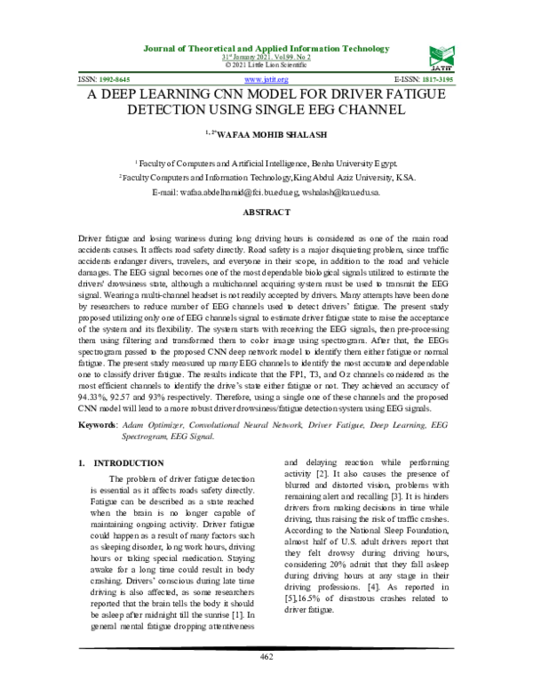 Pdf A Deep Learning Cnn Model For Driver Fatigue Detection Using