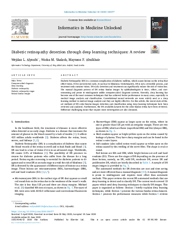 Pdf Diabetic Retinopathy Detection Through Deep Learning Techniques