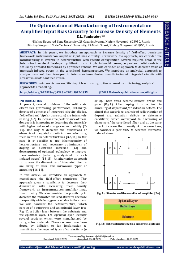 (PDF) On Optimization of Manufacturing of Instrumentation Amplifier ...