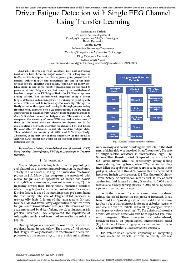 (PDF) Driver Fatigue Detection with Single EEG Channel Using Transfer Learning