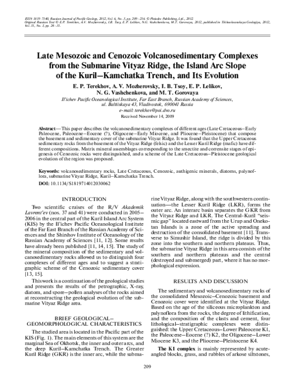 (PDF) Late Mesozoic and Cenozoic volcanosedimentary complexes from the ...