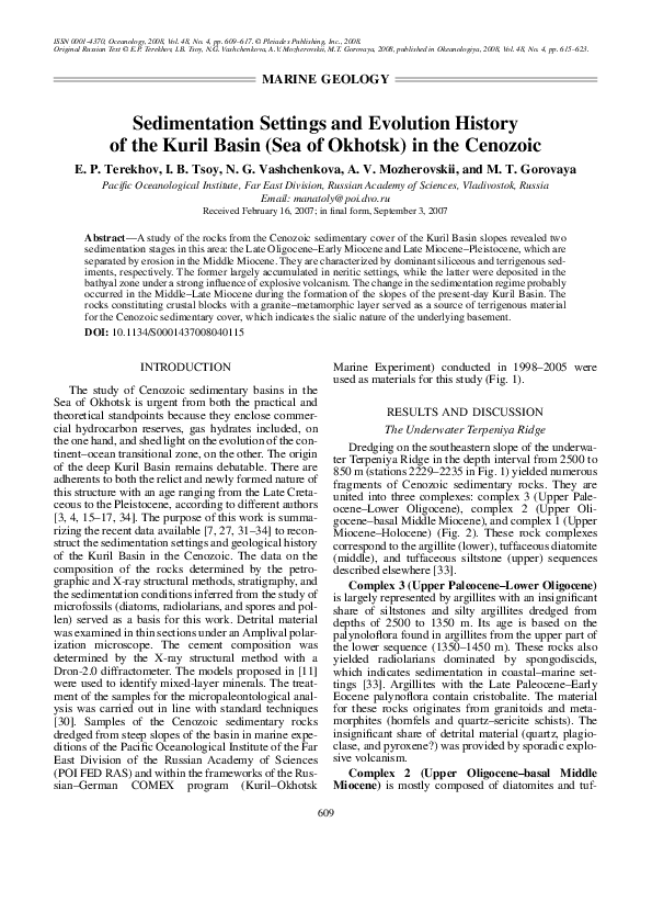 (PDF) Sedimentation settings and evolution history of the Kuril Basin ...