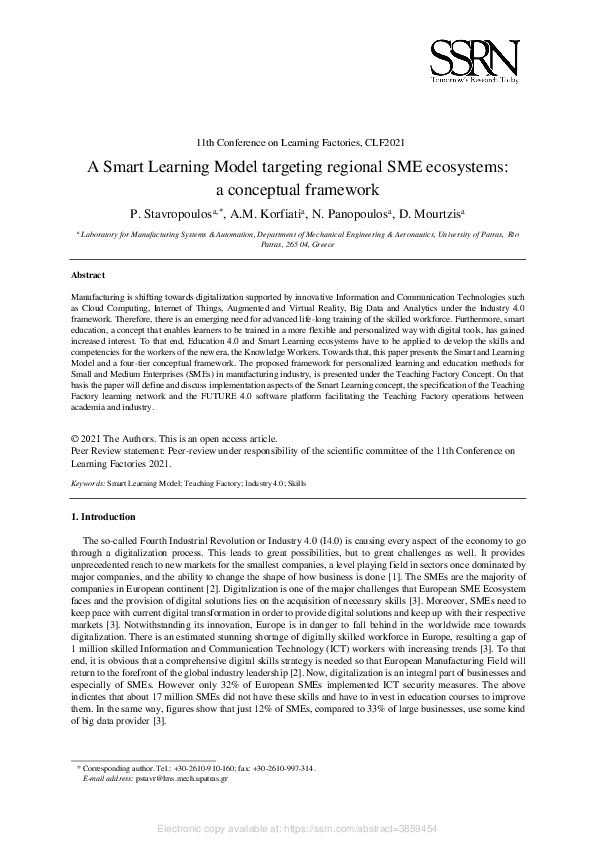 (PDF) A Smart Learning Model targeting regional SME ecosystems: a ...