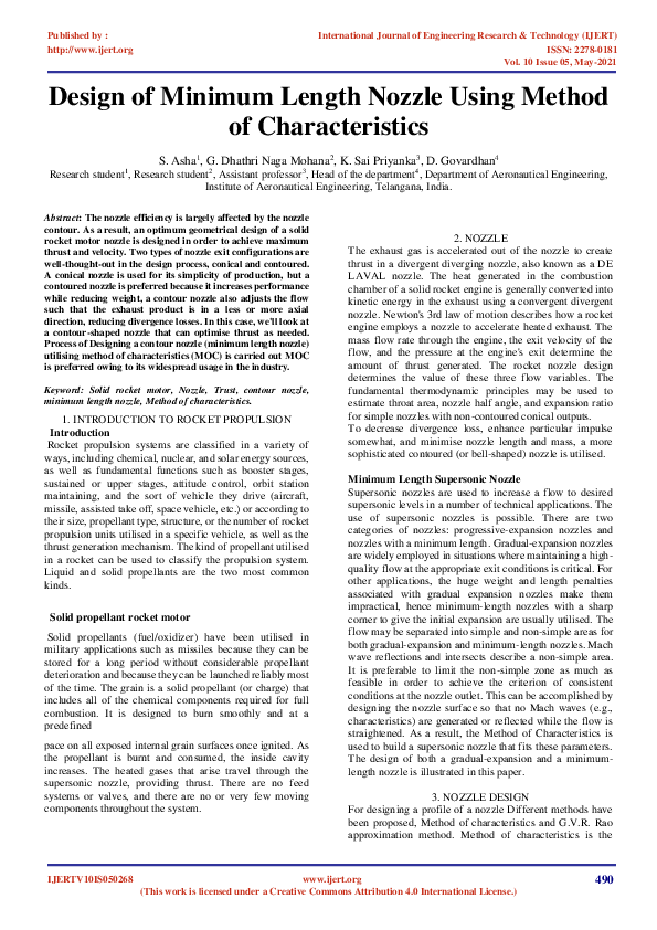 (PDF) IJERT-Design of Minimum Length Nozzle Using Method of Characteristics
