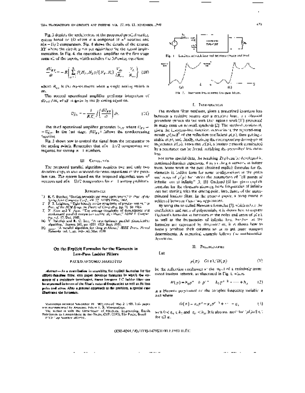 Pdf On The Explicit Formulas For The Elements In Low Pass Ladder