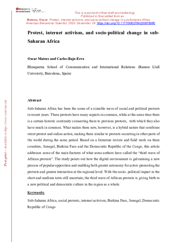 (PDF) Protest, Internet Activism, and Sociopolitical Change in Sub ...