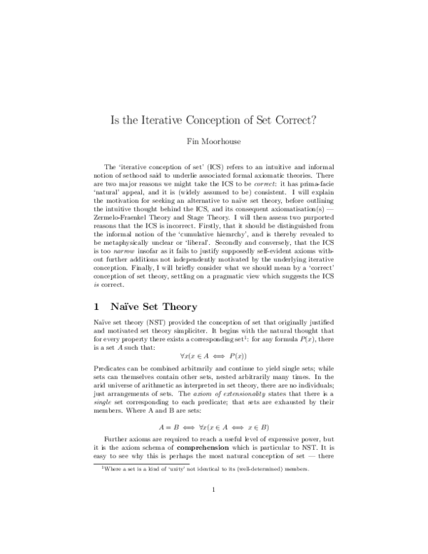 (PDF) Is the Iterative Conception of Set Correct?