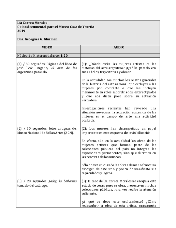 (PDF) Guion para el documental de sala de Lía Correa Morales en el ...