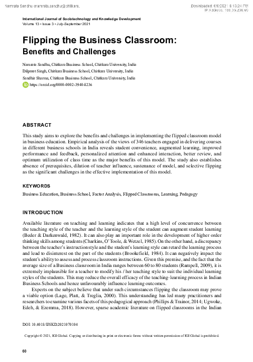 (PDF) Flipping the Business Classroom: Benefits and Challenges