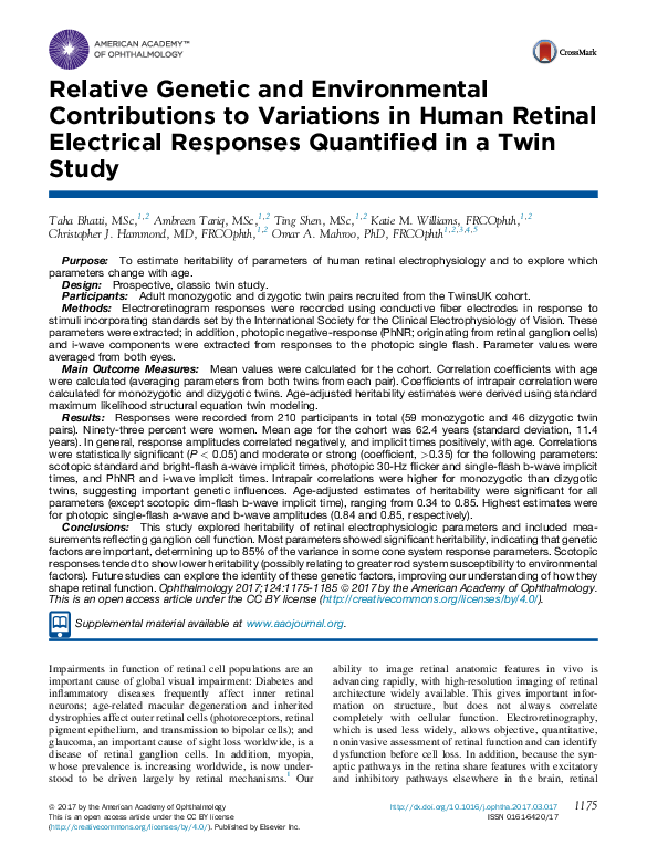 (PDF) Relative Genetic and Environmental Contributions to Variations in ...