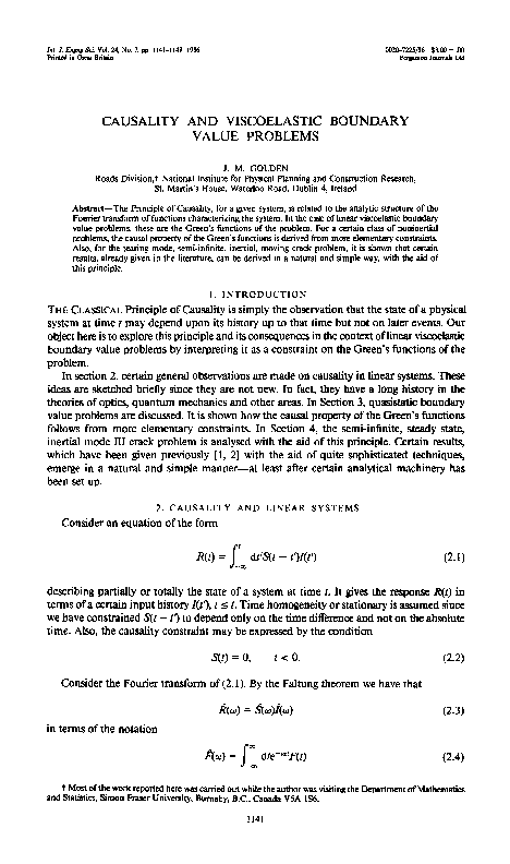 (PDF) Causality and viscoelastic boundary value problems