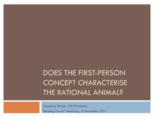 (PPT) Does the first-person concept characterise the rational animal?