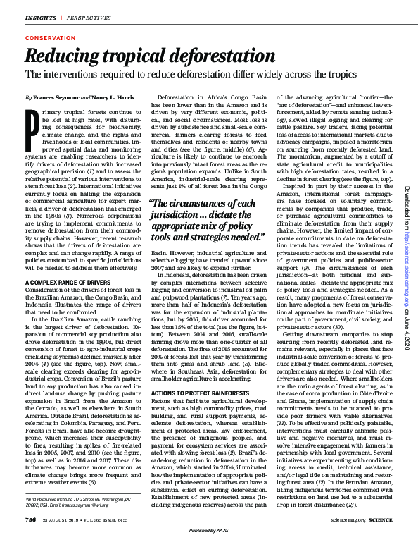 (PDF) Reducing tropical deforestation