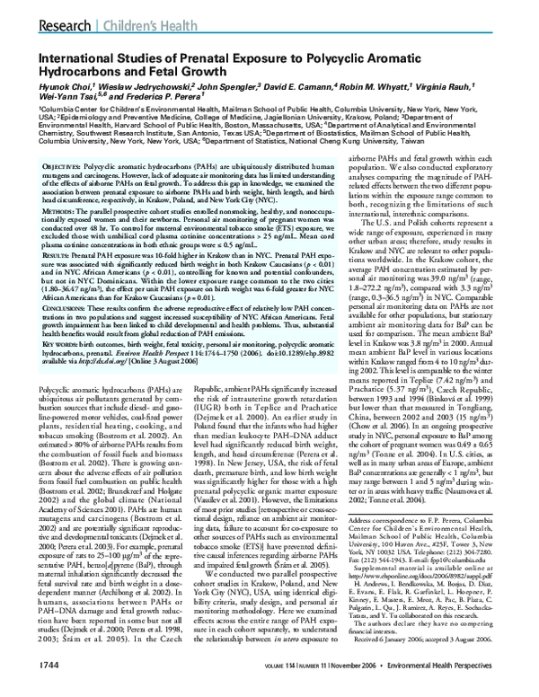 (PDF) International Studies of Prenatal Exposure to Polycyclic Aromatic Hydrocarbons and Fetal ...
